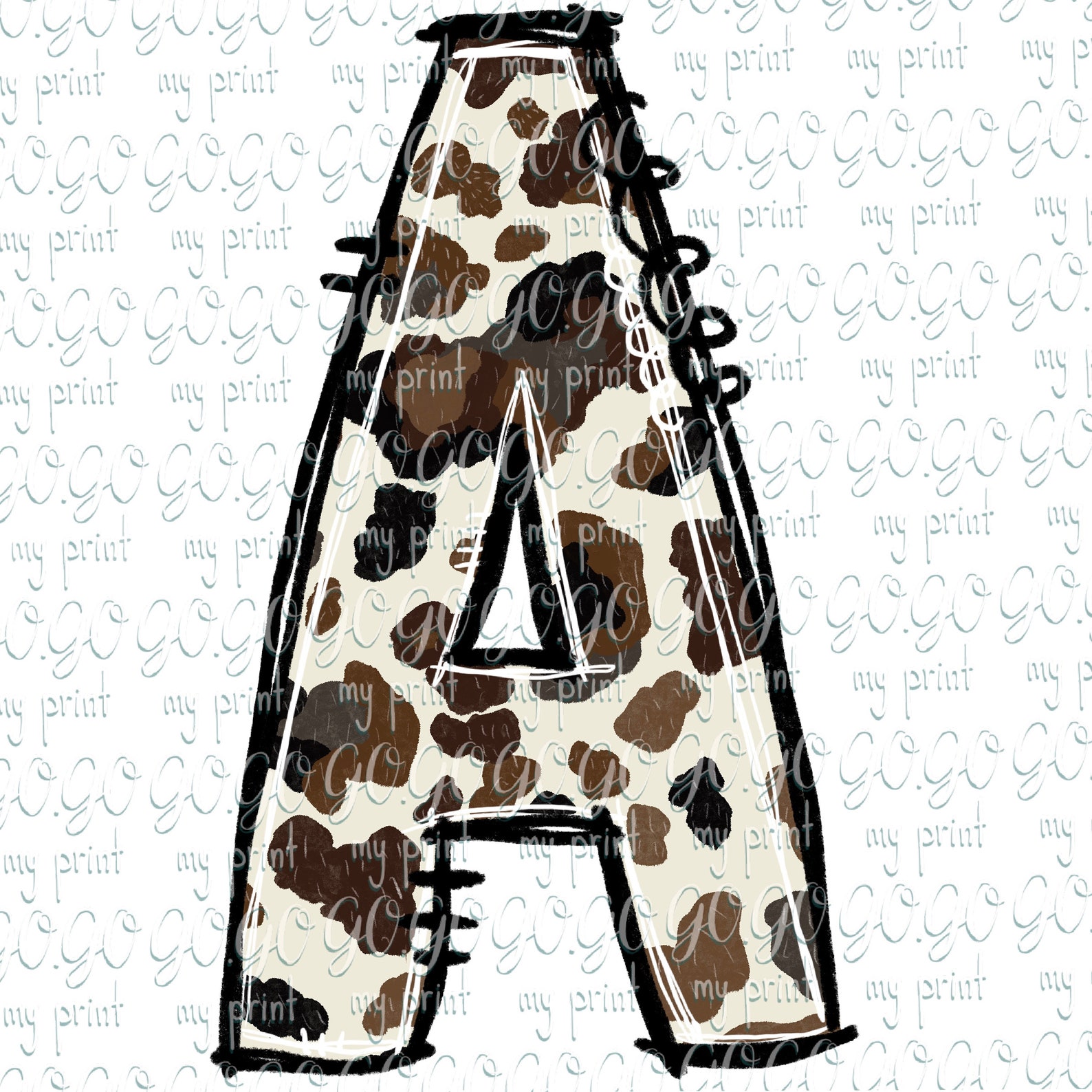 Alphabet Png Files Western Font Bundle Rustic Cow Animal Print - Etsy