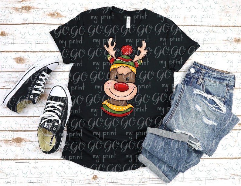 Reindeer Boy PNG File Red Nosed Clipart Kids Christmas - Etsy