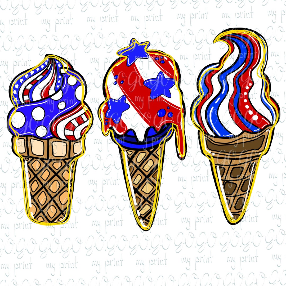 Fourth of July Png Ice Cream America Sublimation Patriotic Png Files ...
