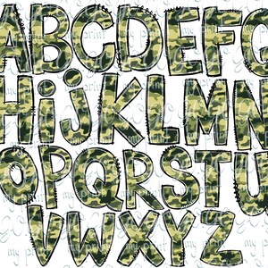 Alphabet Png Files Camo Letters Camouflage Alphabet Doodle Letters Hand ...