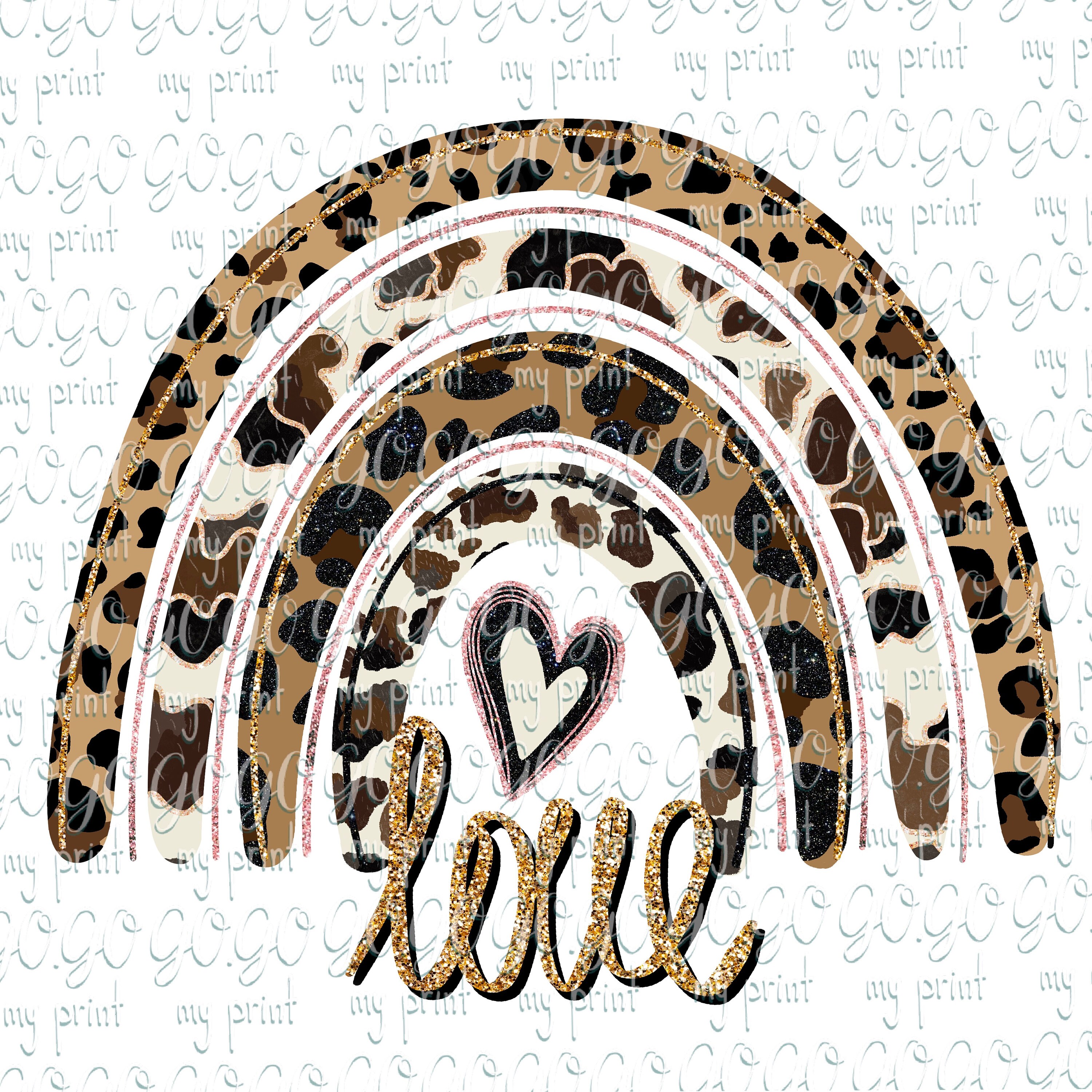 Leopard Rainbow With Heart Png Love Valentine Sublimation - Etsy