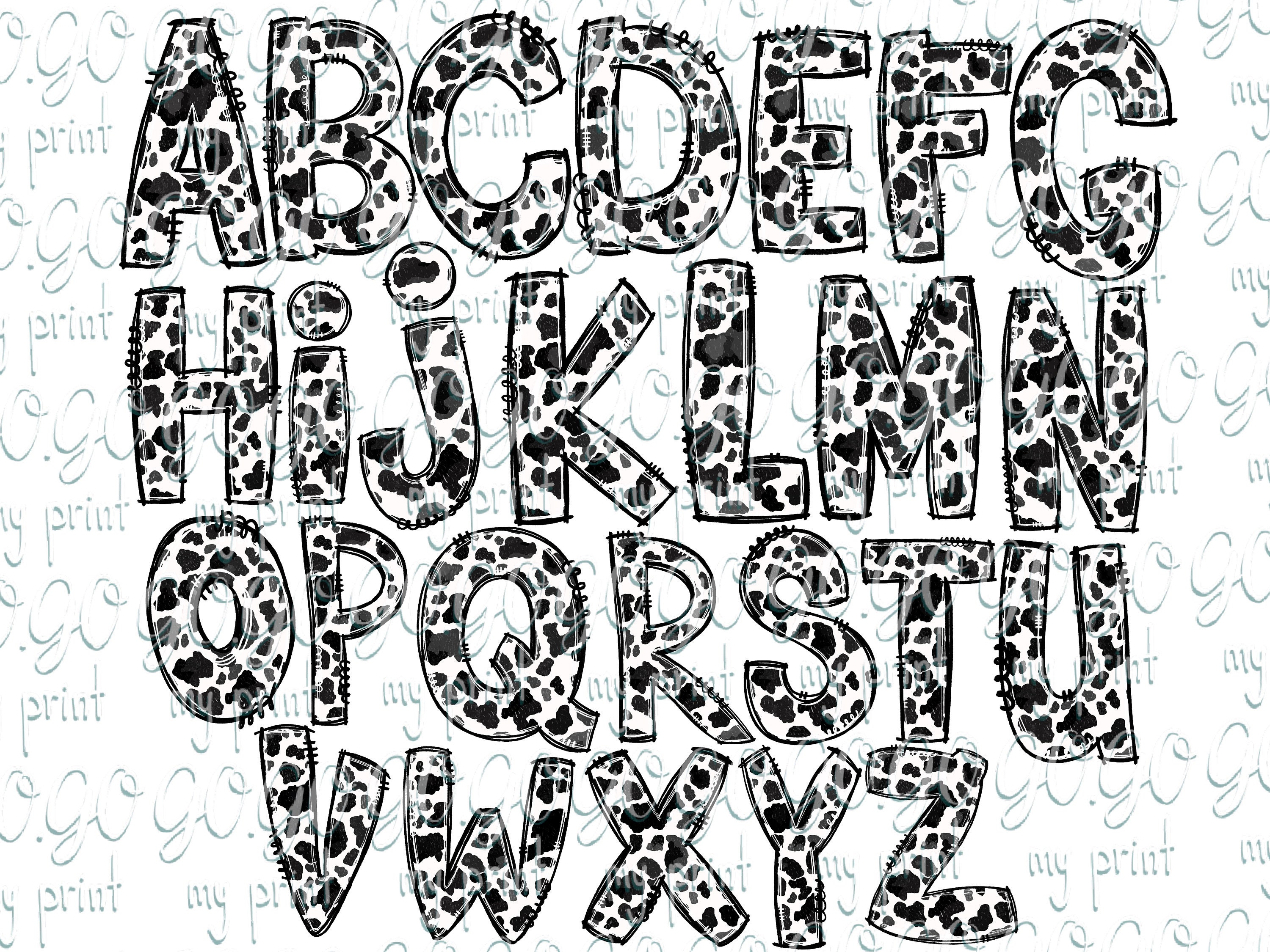 Alphabet Png Files Hand Drawn Doodle Font Western Letters | Etsy