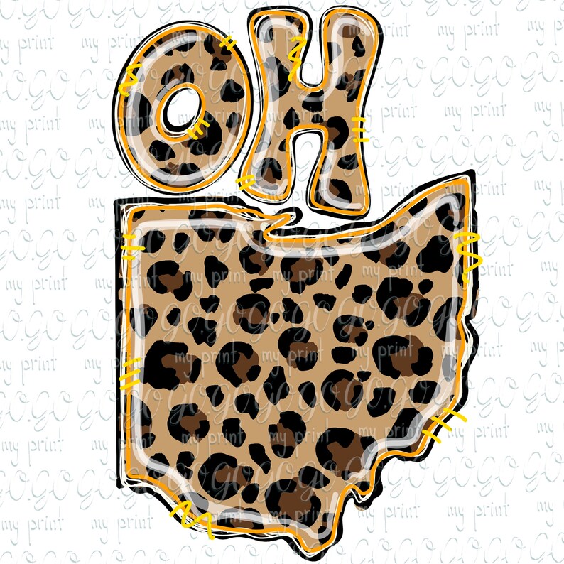OH Ohio State Sublimation Leopard State Png Leopard Png - Etsy