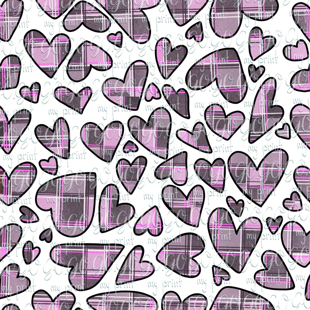 Valentines Day Background Pink Plaid Hearts Seamless Pattern Trendy ...