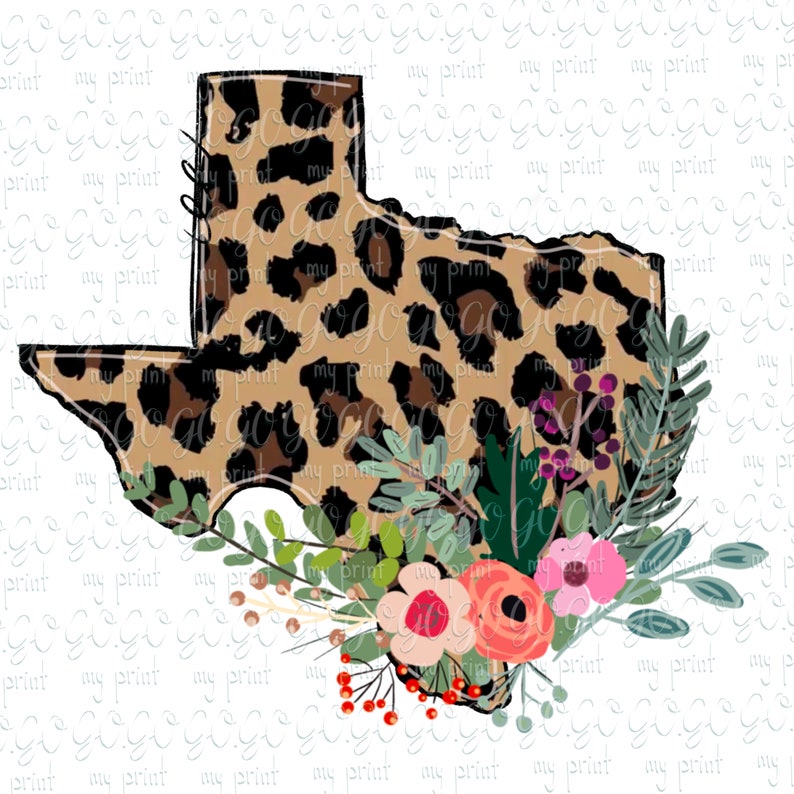 TX Leopard Texas Png Files for Sublimation Floral Leopard Png Designs ...