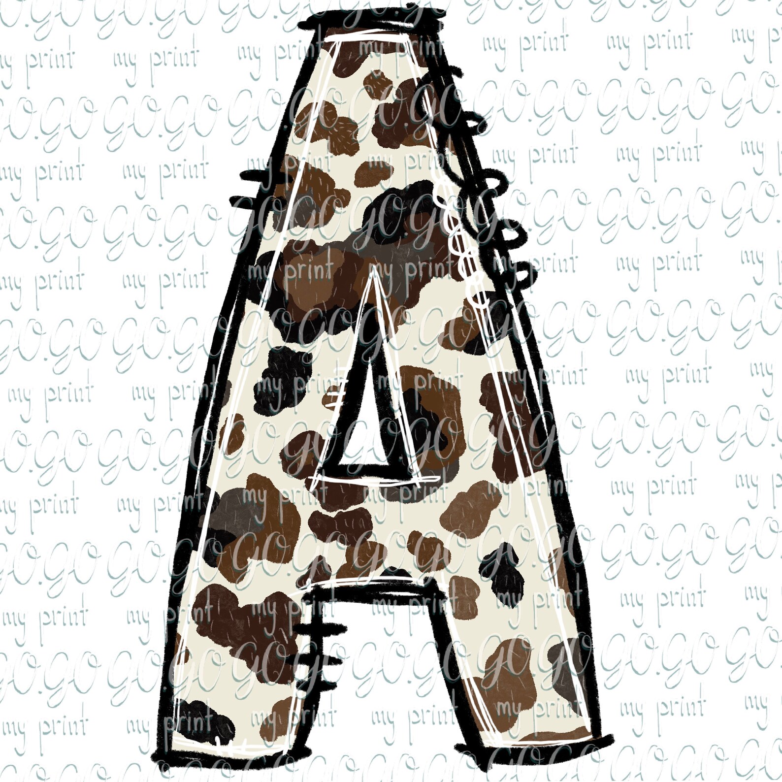 Alphabet Png Files Western Font Bundle Rustic Cow Animal Print - Etsy