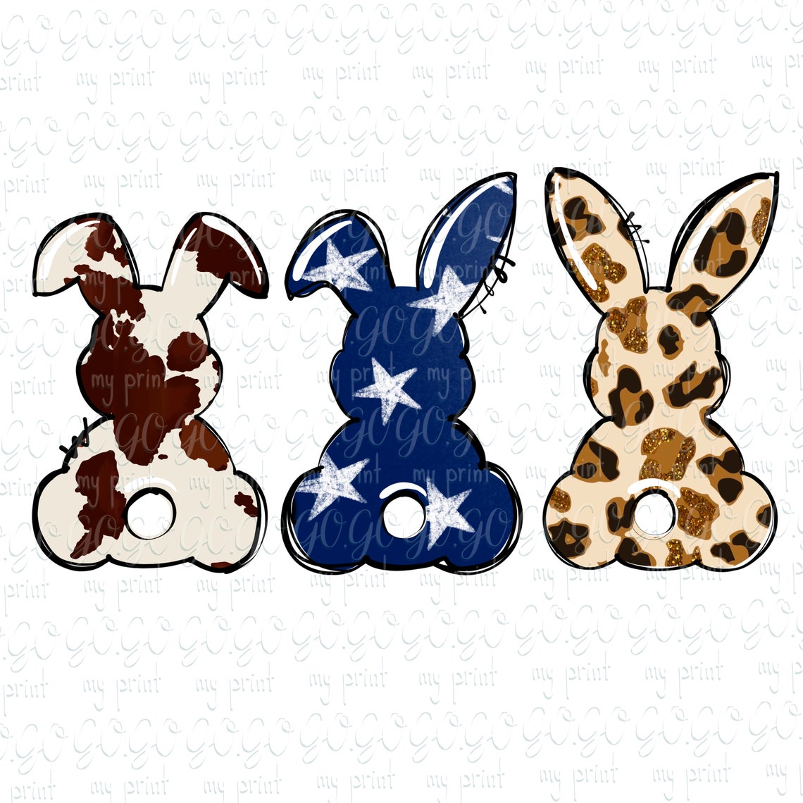 Easter Png Designs Download Western Cow Easter Bunny Png - Etsy