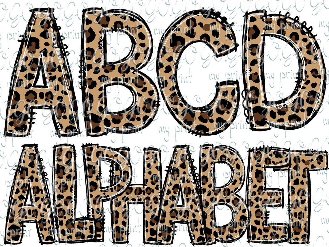 Alphabet Png Files Leopard Doodle Letters Cheetah Letters Png - Etsy