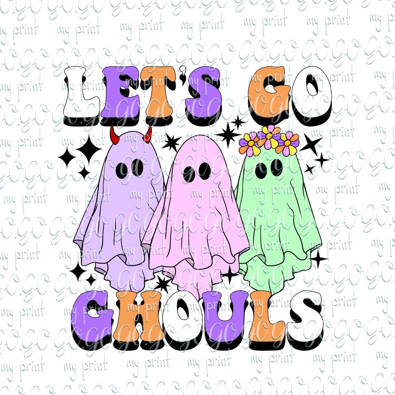 Halloween Png Let's Go Ghouls Png Retro Pink Cute Ghosts Halloween ...