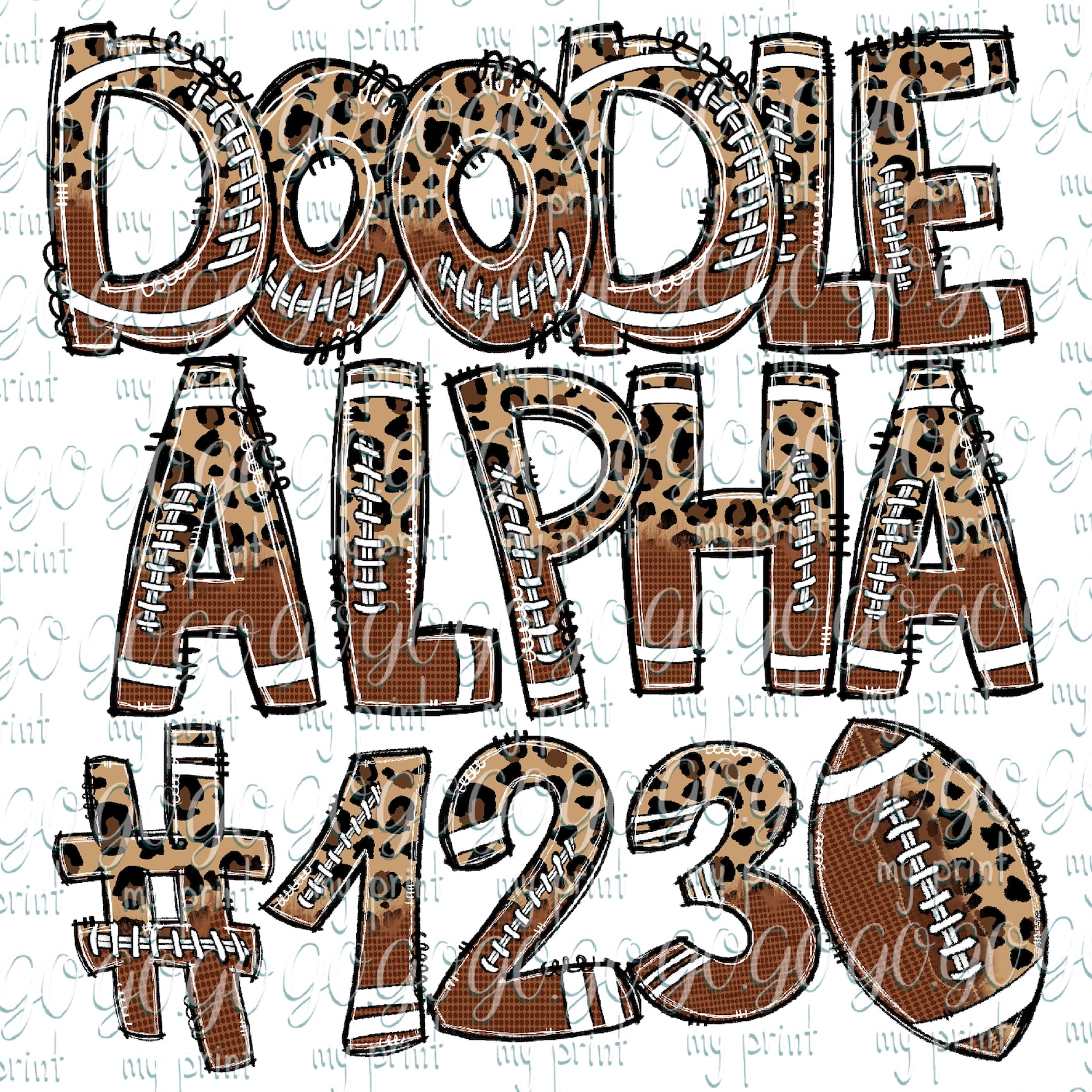 Alphabet Png Files American Football Font Numbers Font Doodle - Etsy