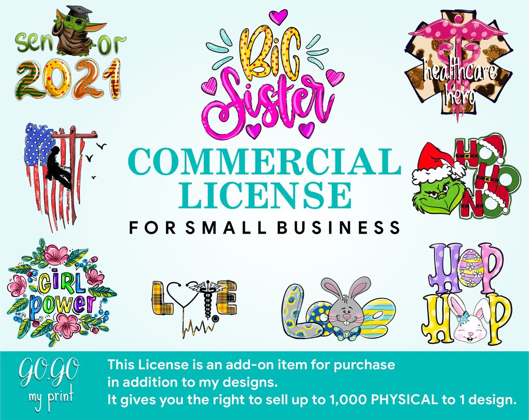 Extended Commercial License for ONE Png Design – up to 1,000 Sales - Etsy