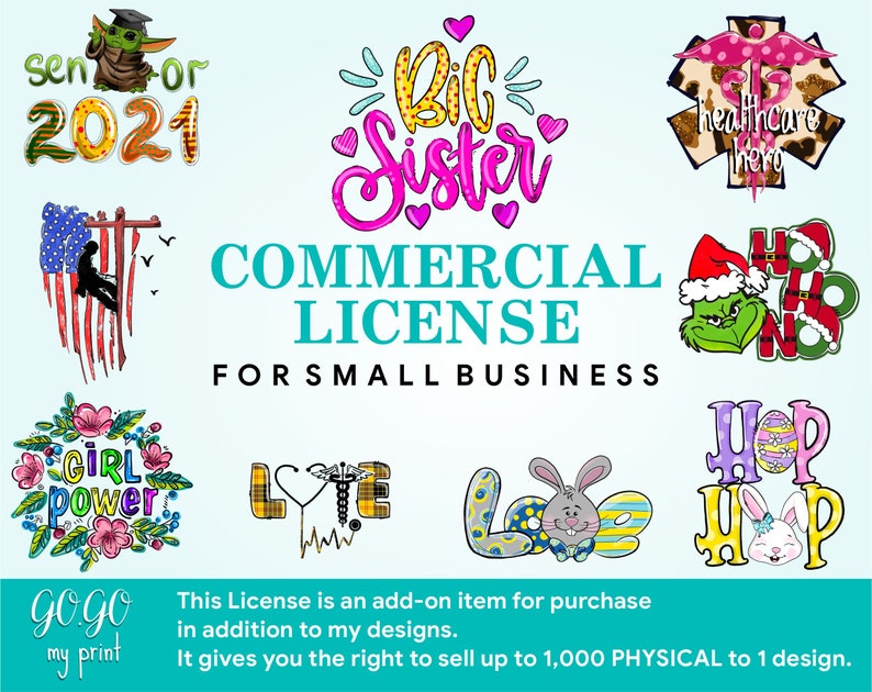 Extended Commercial License for ONE Png Design – up to 1,000 Sales - Etsy