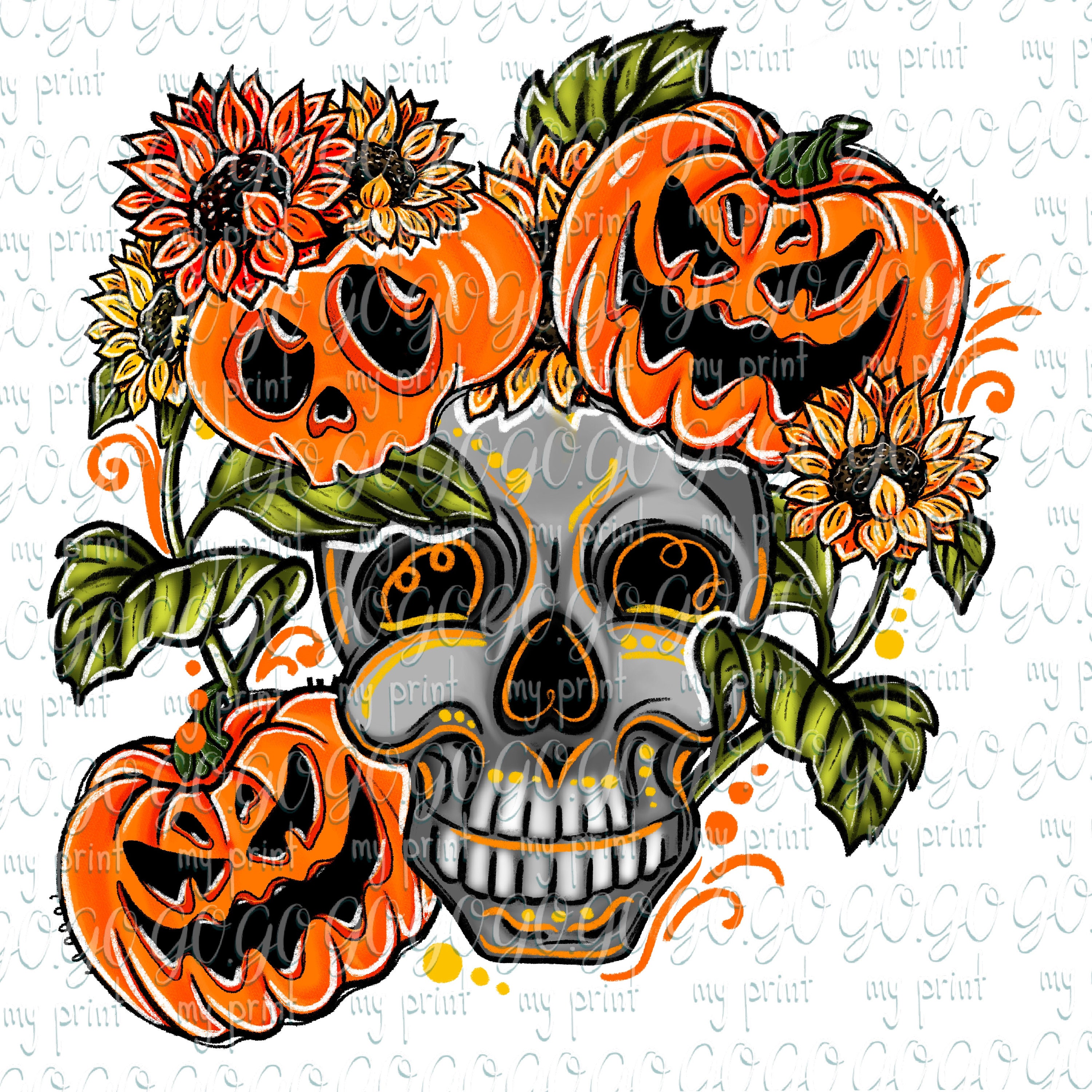 Halloween Png Halloween Skull Png Pumpkin Png Digital Download Groovy ...