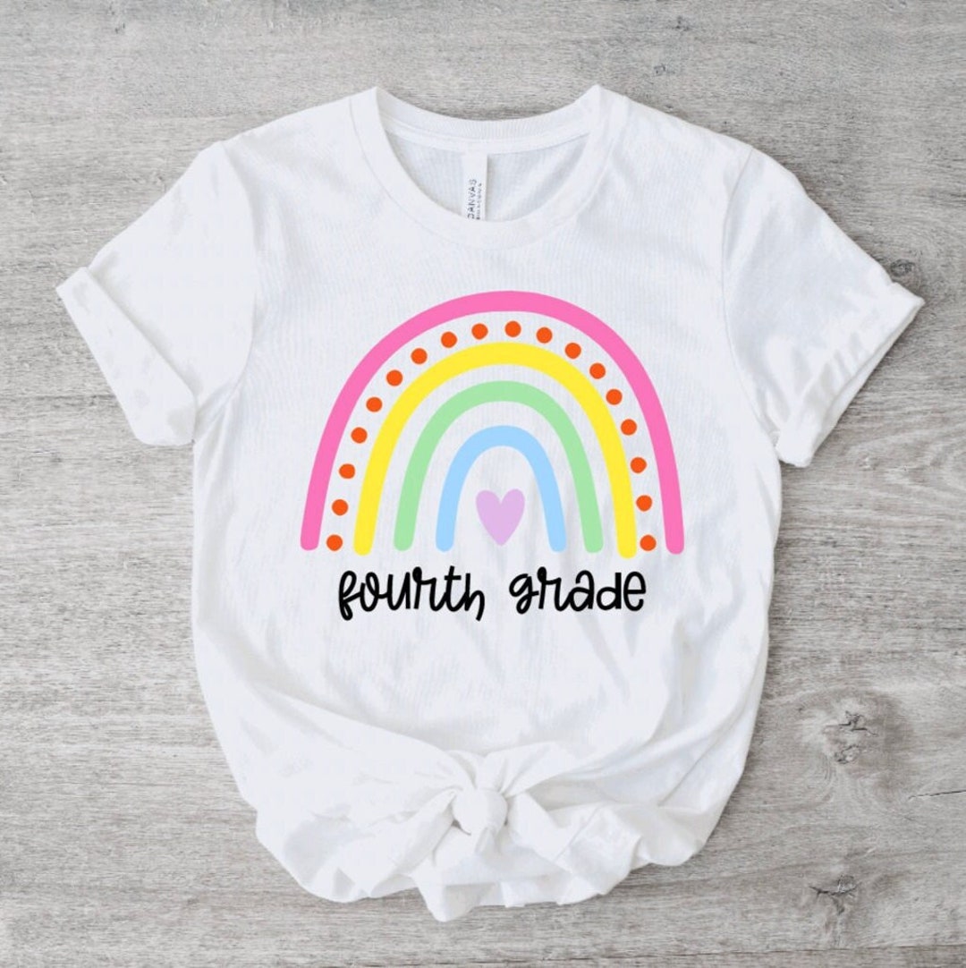 Rainbow Fourth Grade Teacher Shirt Tees by Olivia Louise - Etsy