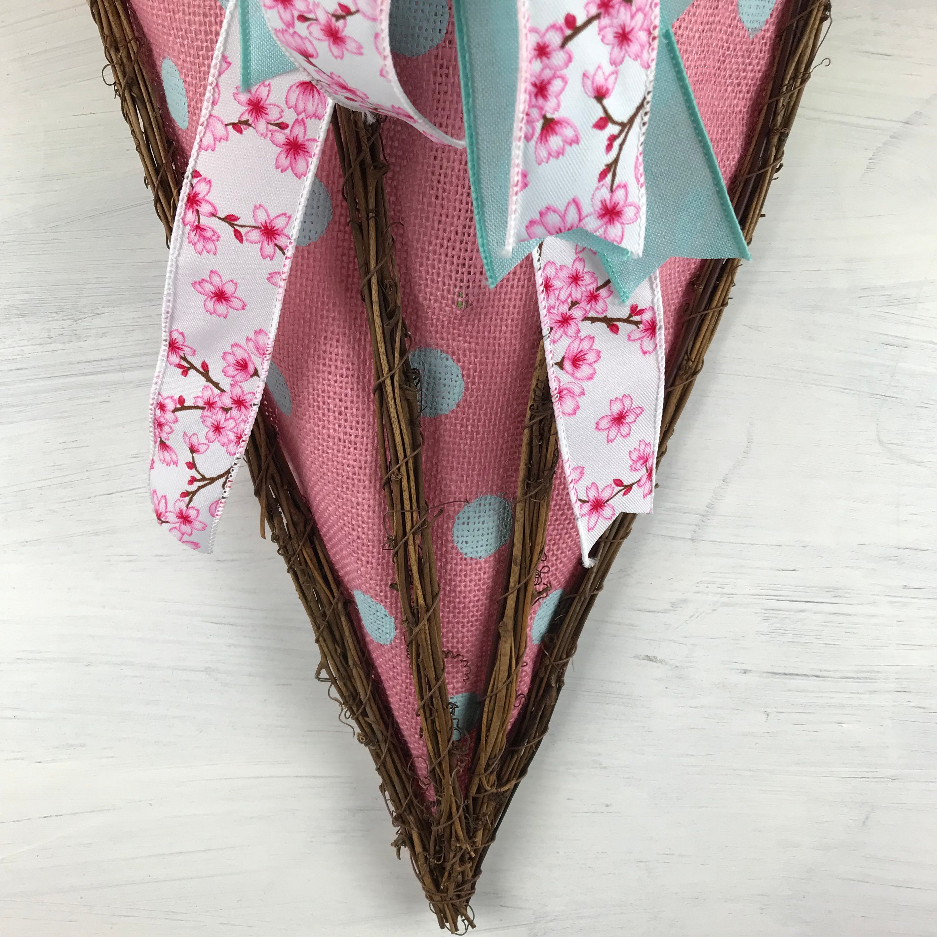 Spring Cherry Blossom and Umbrella Door Decor, Polka Dot Floral ...