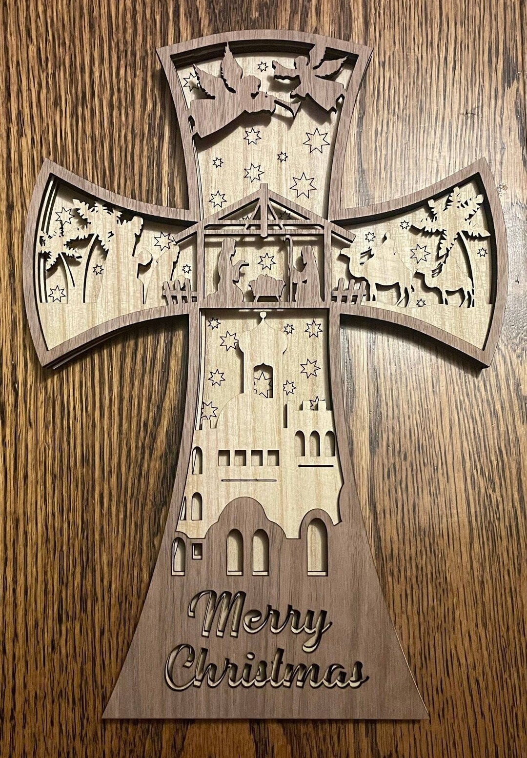 Christmas Nativity Cross - Etsy