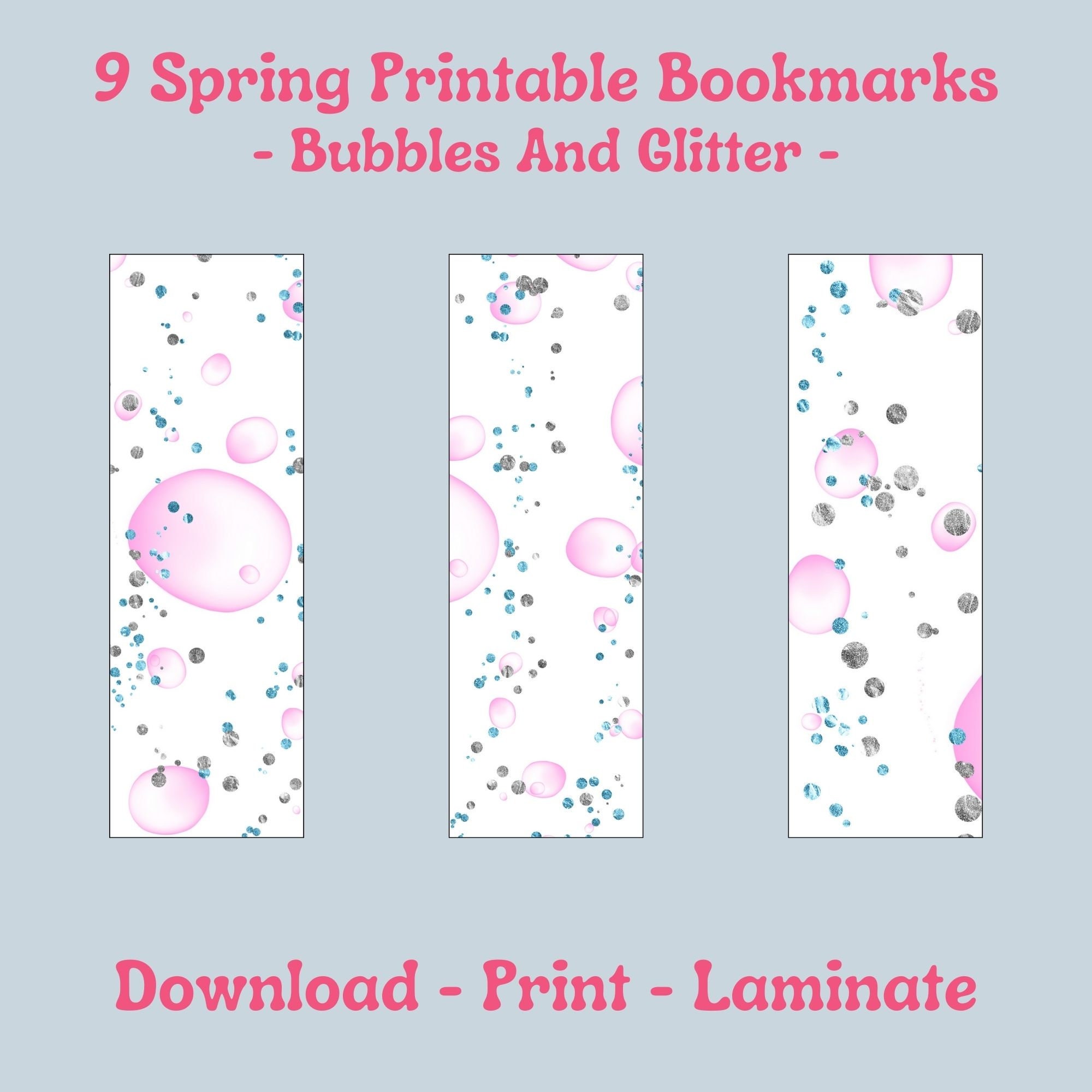 Spring Bookmarks, Spring Printable, Bubbles, Glitter, Printable ...