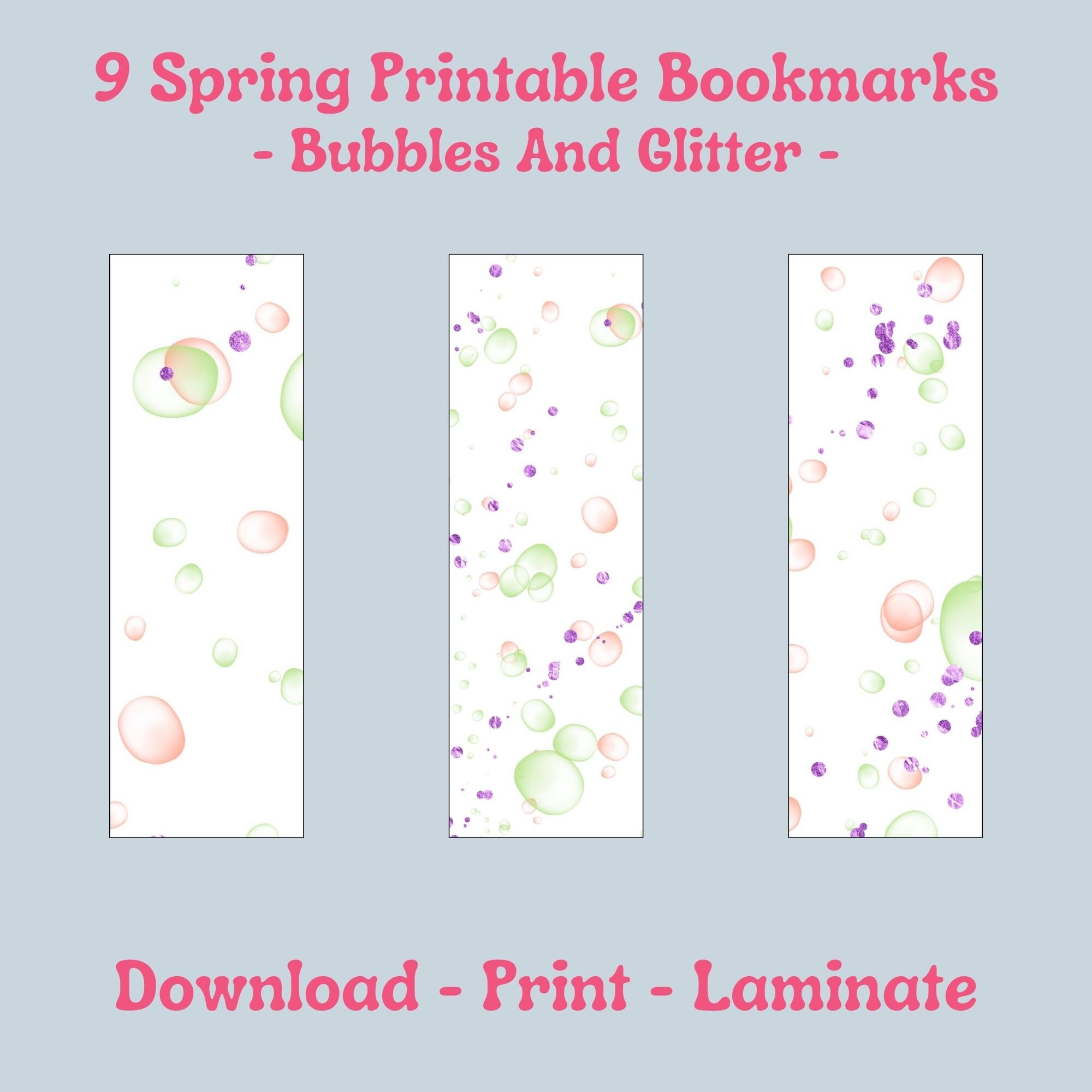 Spring Bookmarks, Spring Printable, Bubbles, Glitter, Printable ...