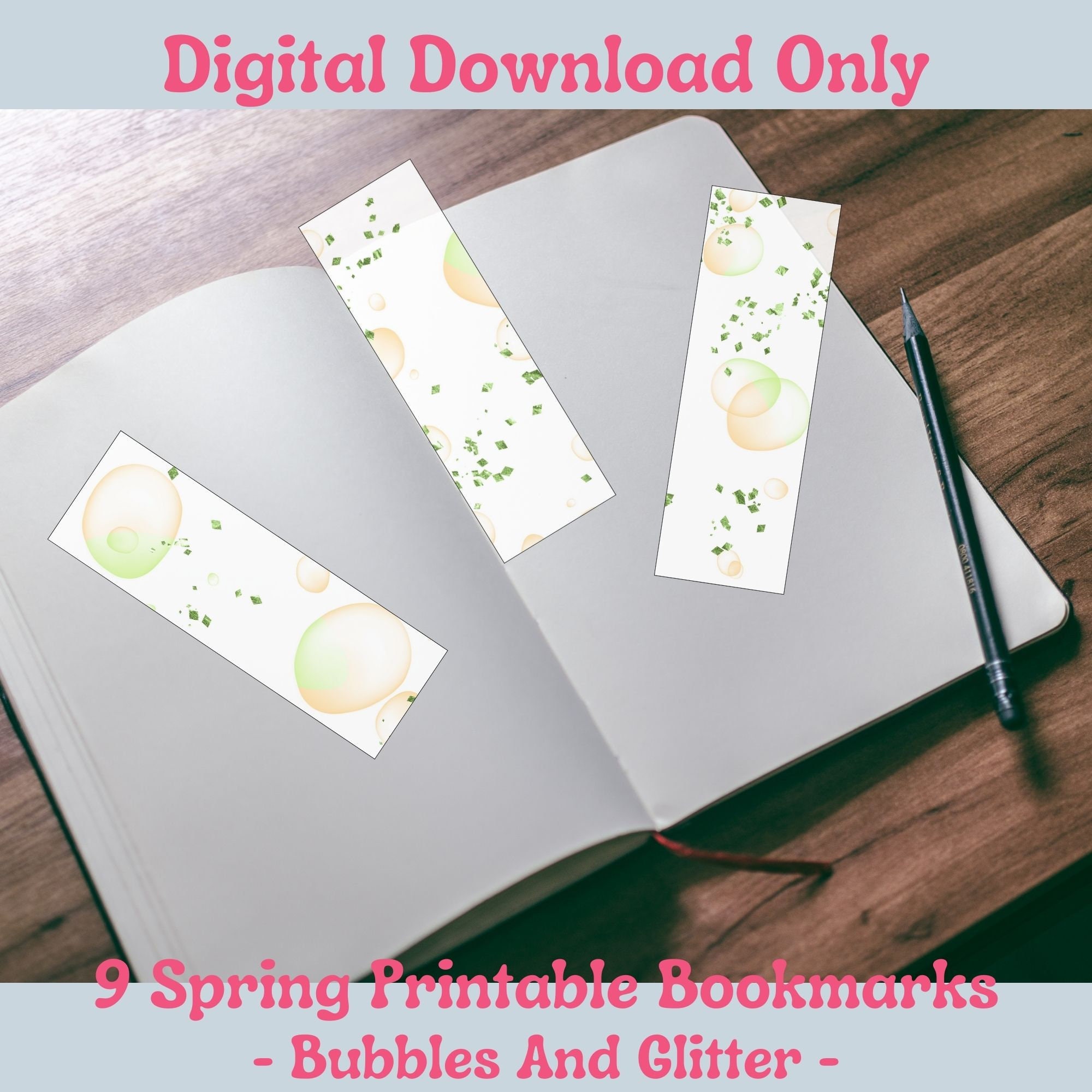 Spring Bookmarks, Spring Printable, Bubbles, Glitter, Printable ...