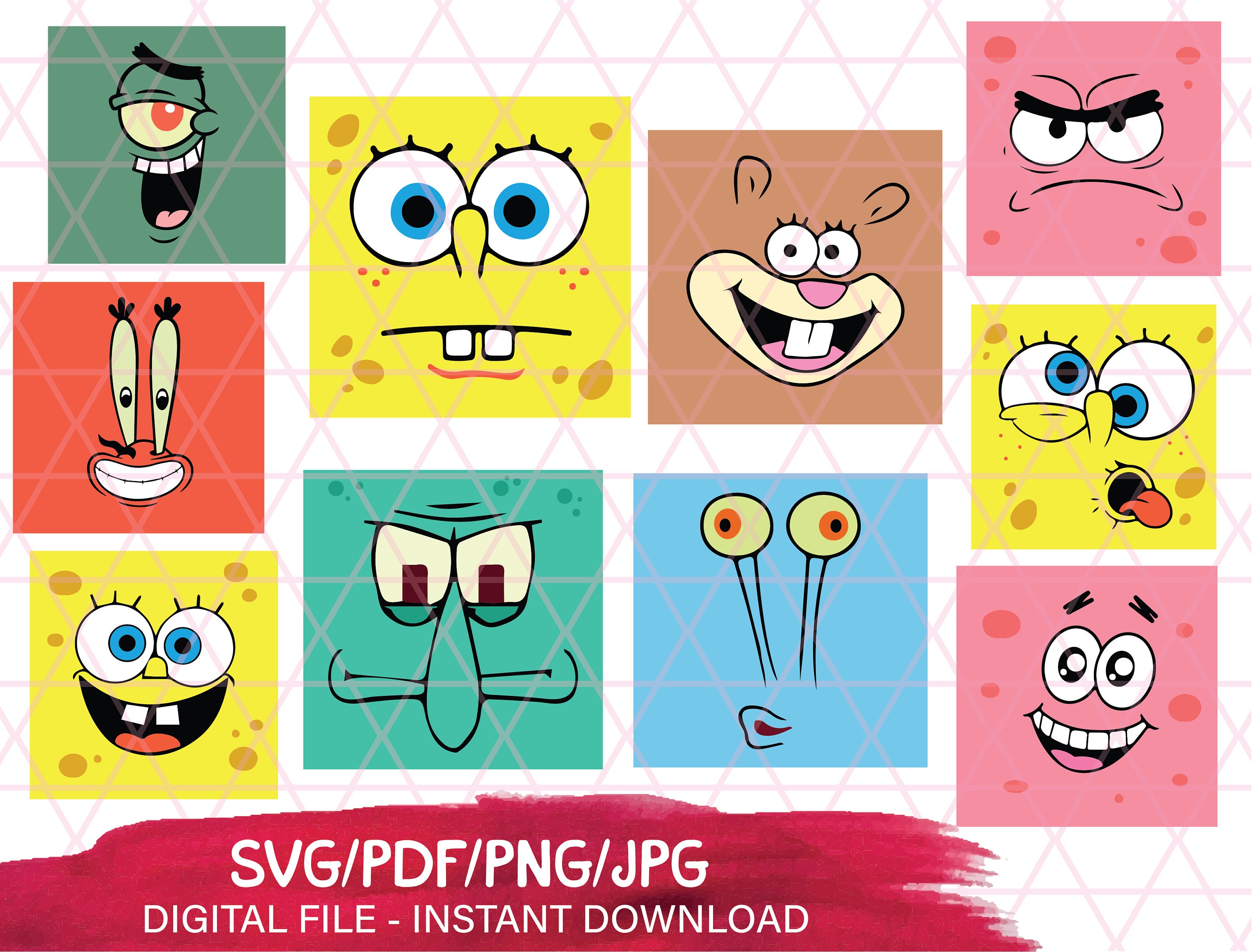 SpongeBob faces svg Squarepants svg Sponge bob faces svg | Etsy
