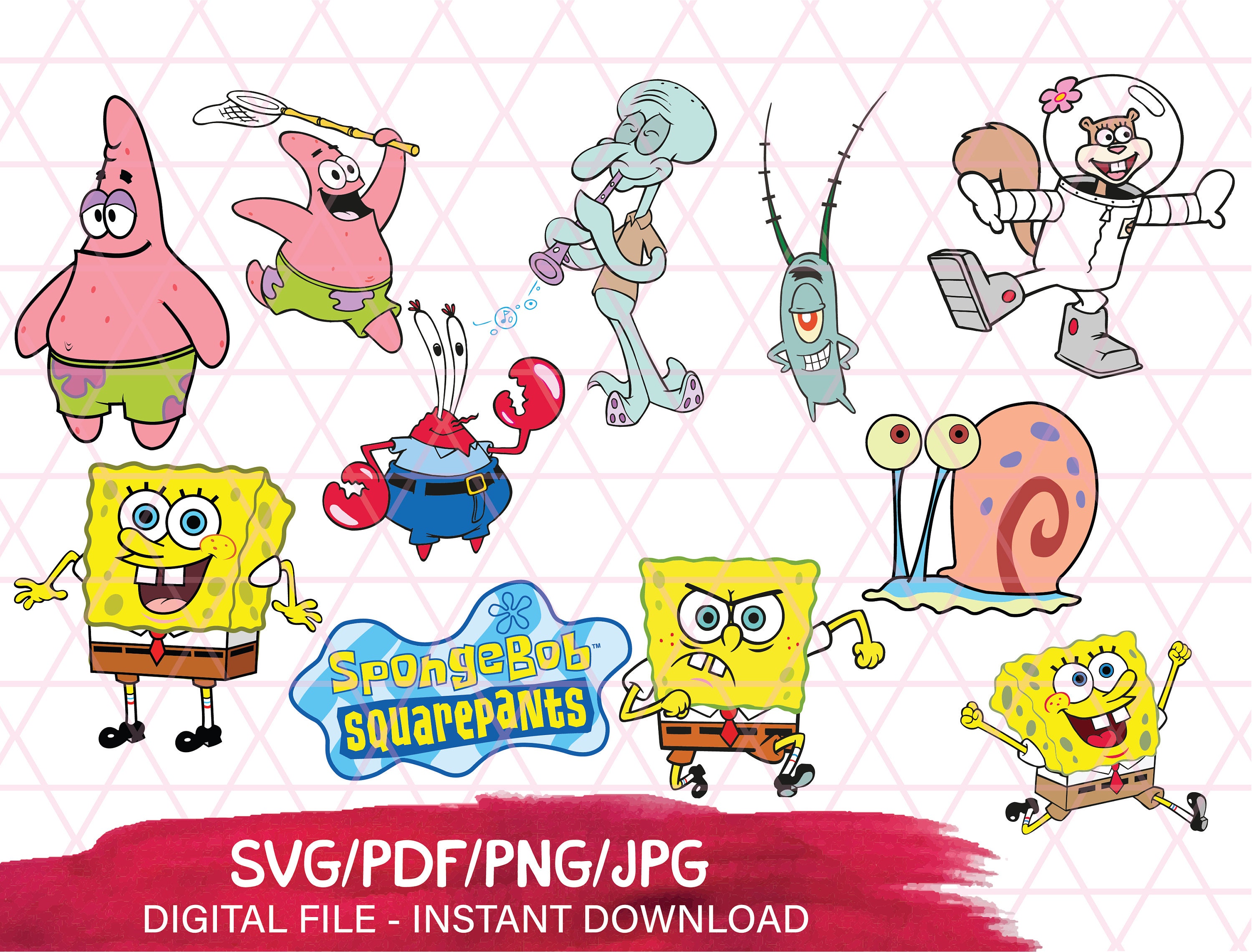 Spongebob Svg Spongebob Bundle Svg Squarepants Svg Digitale | Etsy