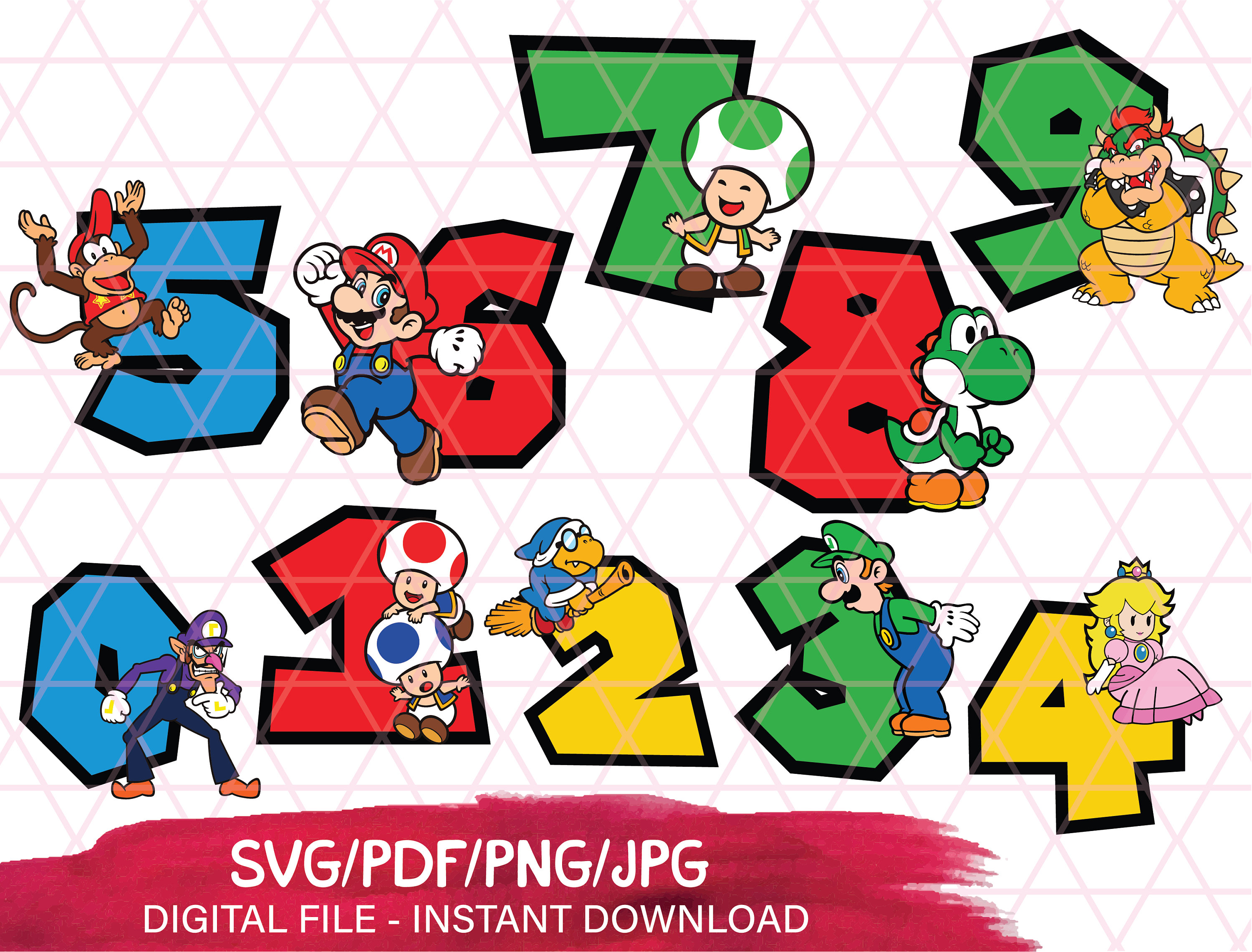 Super mario svg Super mario números svg Super mario cumpleaños | Etsy