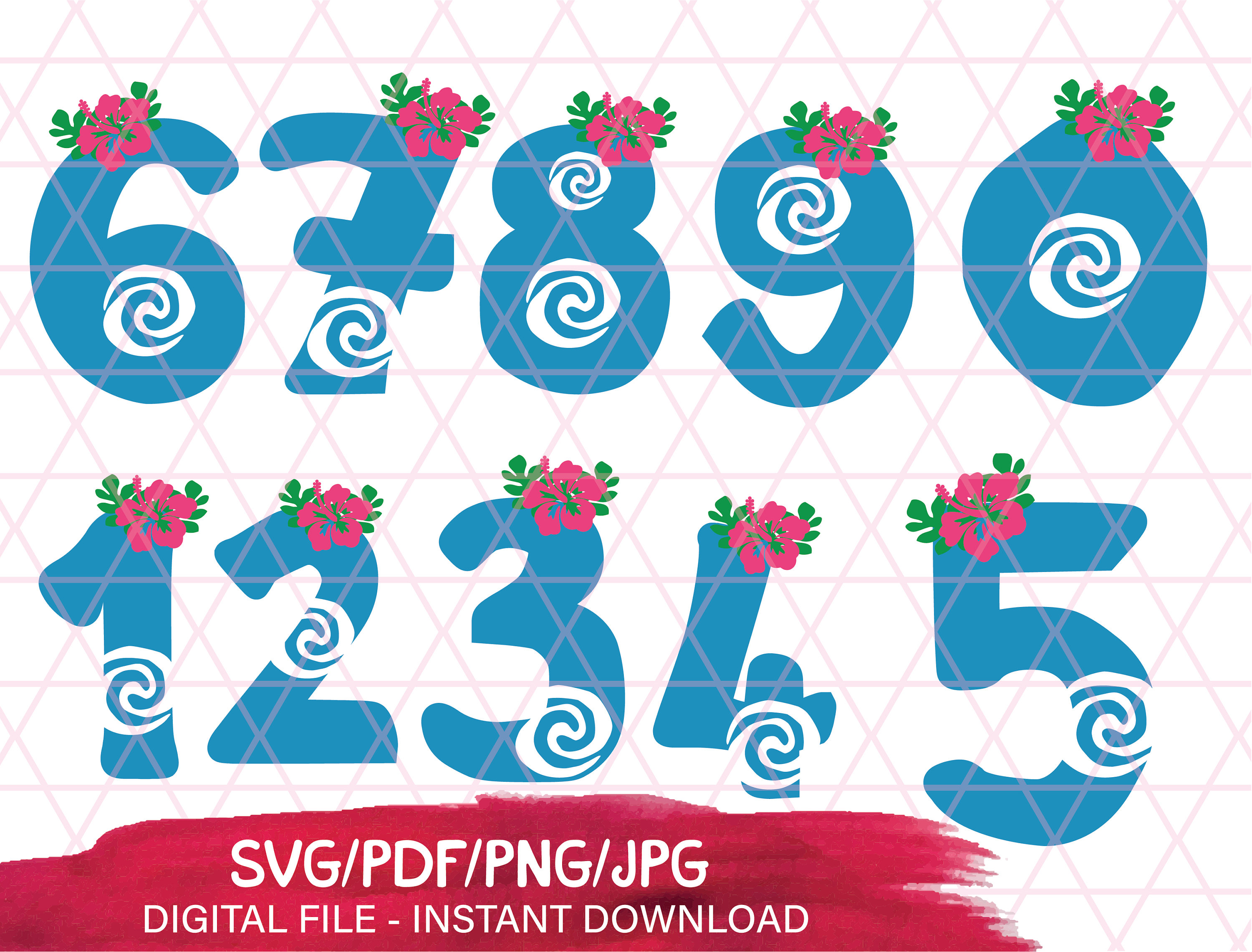 Moana números svg Princesa fuente svg Disney princesa fuente | Etsy