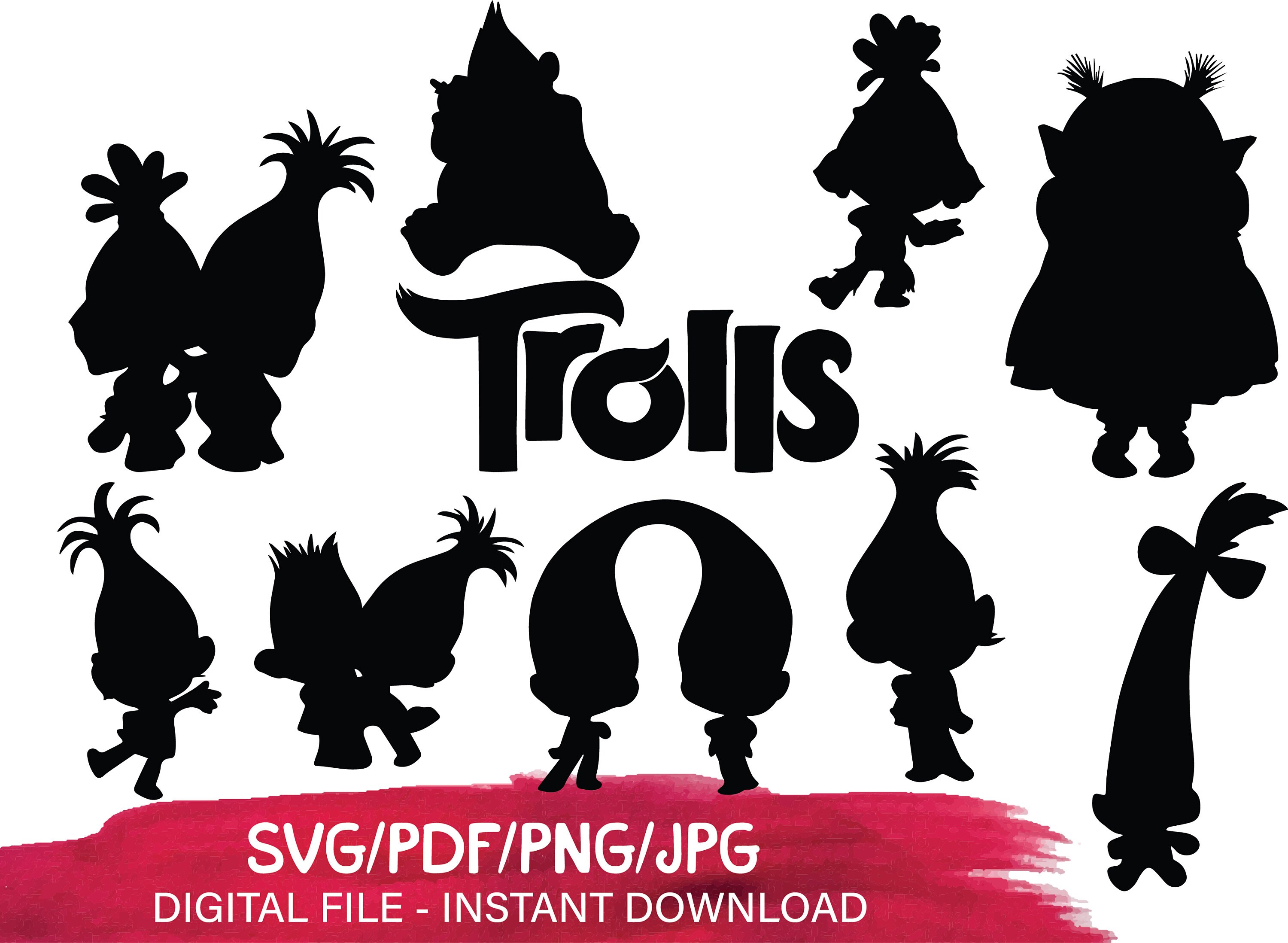Troll silhouette svg Shapes of trolls svg Trolls svg bundle | Etsy