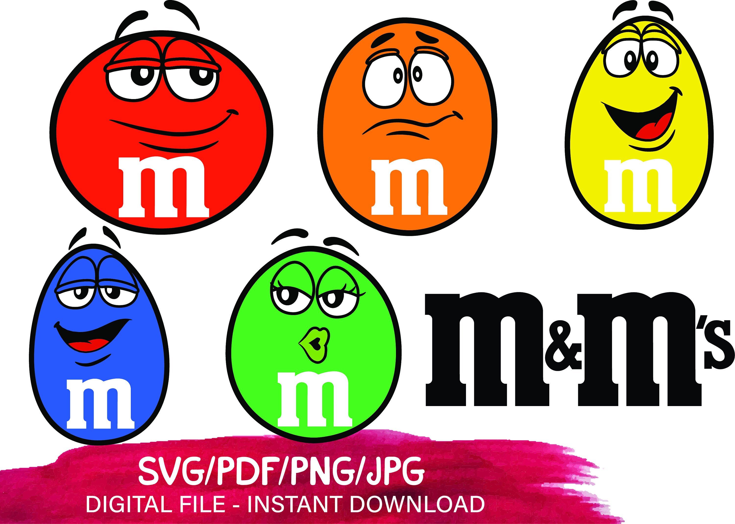 M & Ms faces svg M and m's M and m's logo Colored | Etsy