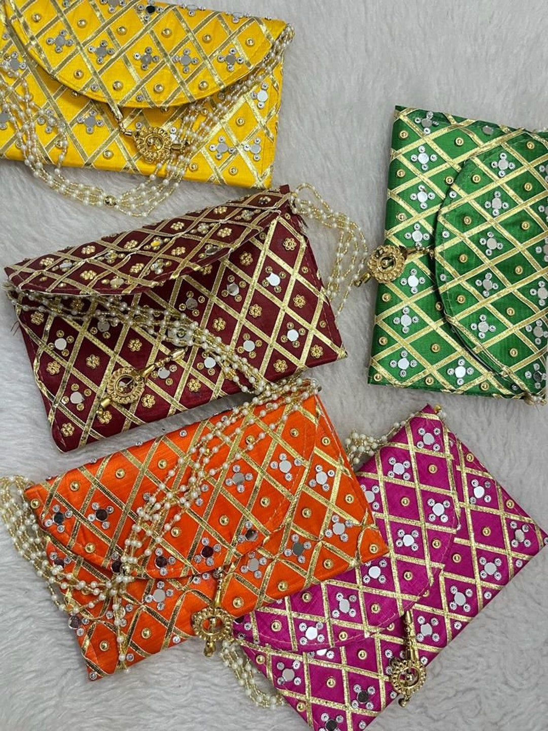 Traditional Mirror Potli Purse for Women With Zipper, Bags Gift ...