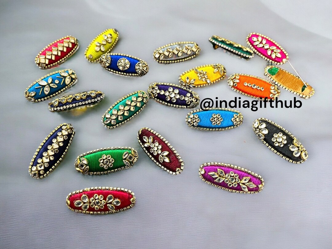 Multicolor Silk Thread Saree Pins, Return Gifts, Sangeet, Wedding Gifts ...