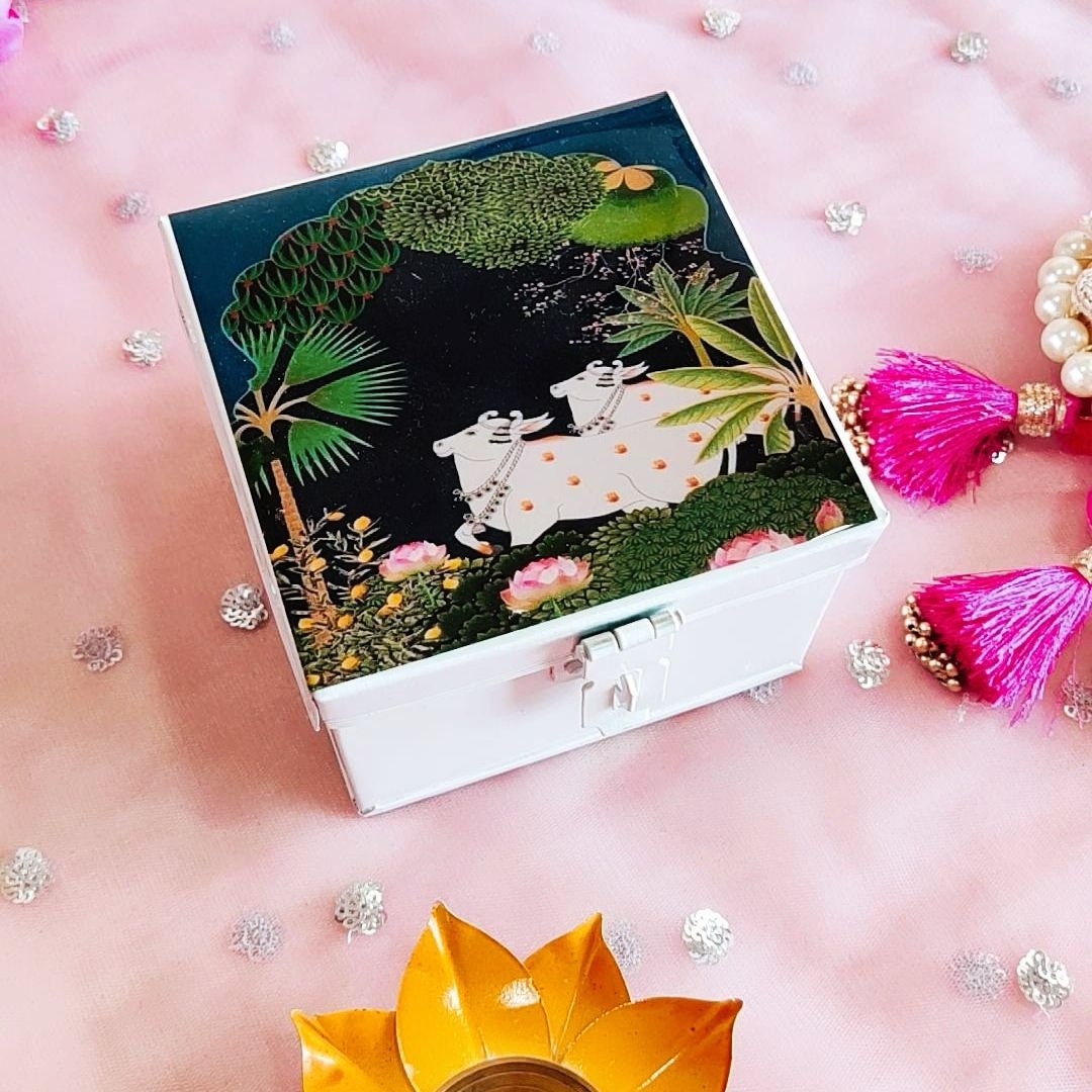 Handmade Metal Pichwai Square Box Wedding Favour Indian - Etsy