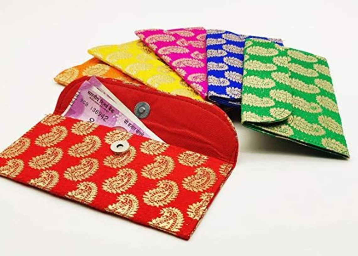 5 Pcs Silk Envelope Pouch Indian Wedding Envelope Wedding - Etsy
