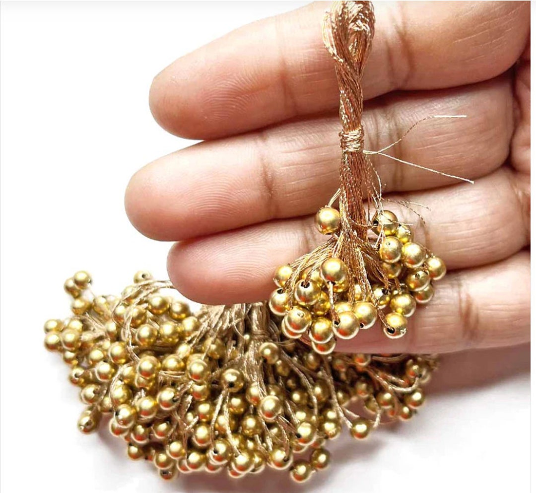 Pack of 10 Golden Beads Hanging/tassels Golden Color Wedding - Etsy