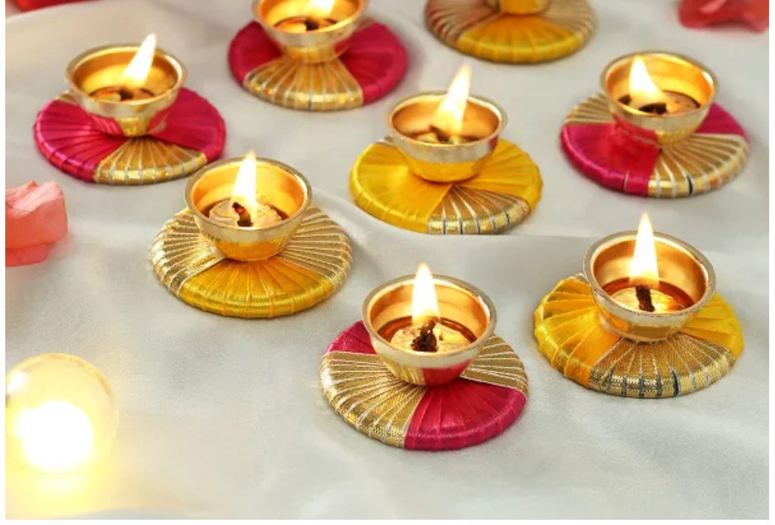 Set of 4 Diyas Diyas for Diwali Colorful Diyas Handmade | Etsy