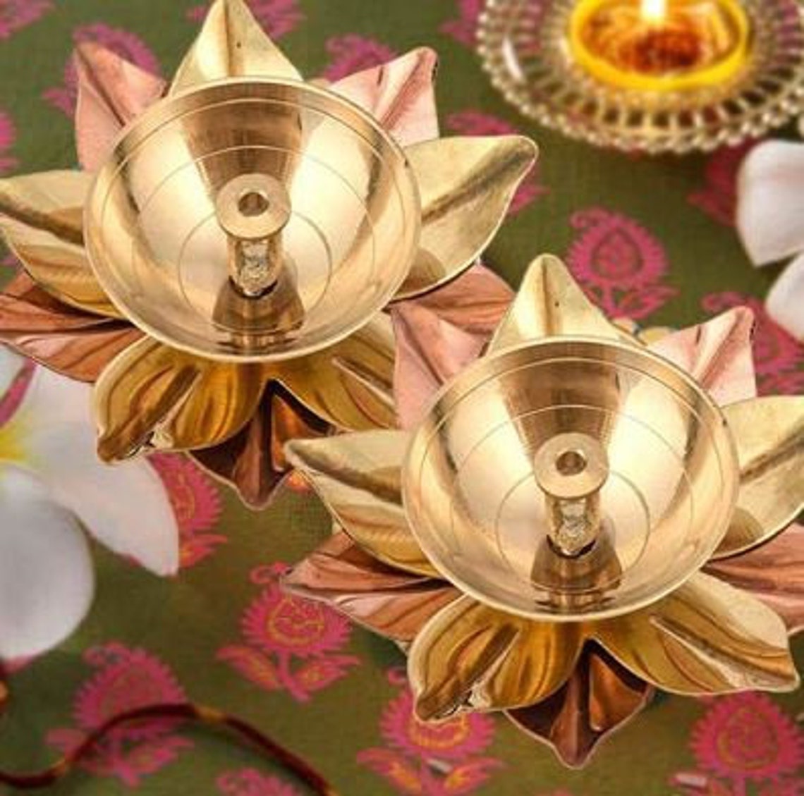 Set of 4 Brass Diyas Pooja Accessories Lotus Diyas Home - Etsy