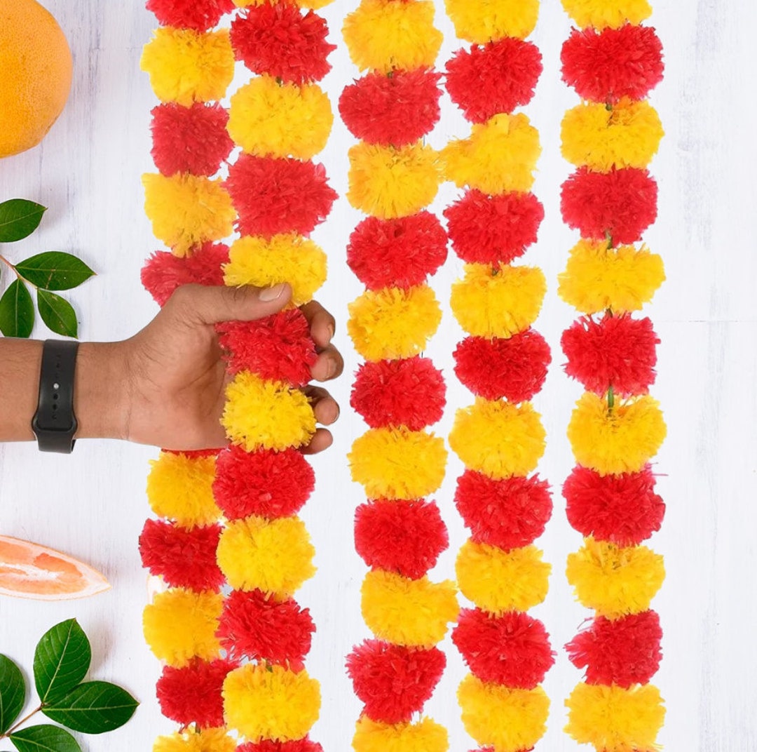 5 Strings Handmade Marigold Hanging, Flower Decor Wall Hanging, Wall ...