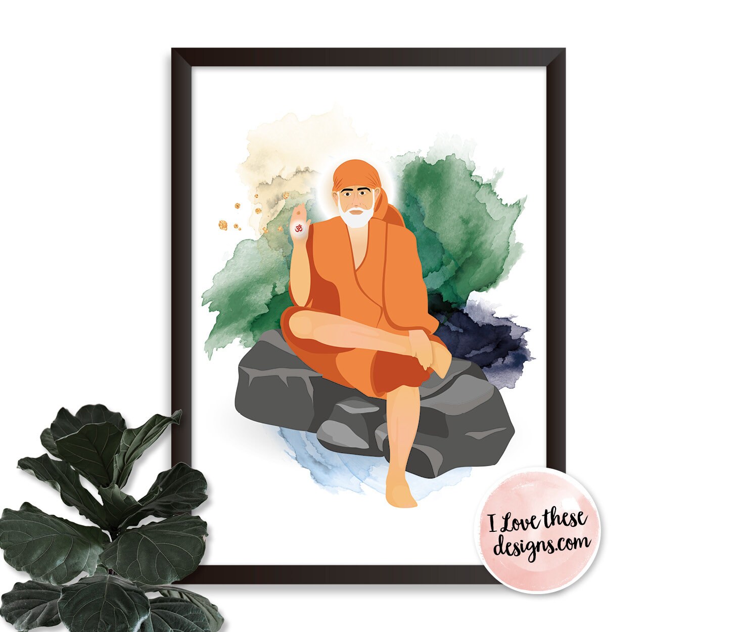 Shirdi Sai Baba Artwork, Sai Baba, Om Sai, Hindu Gift, Sai Baba Modern ...