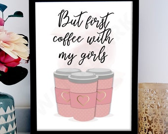 But First Coffee Print in Yellow Kitchen Prints Coffee - Etsy UK