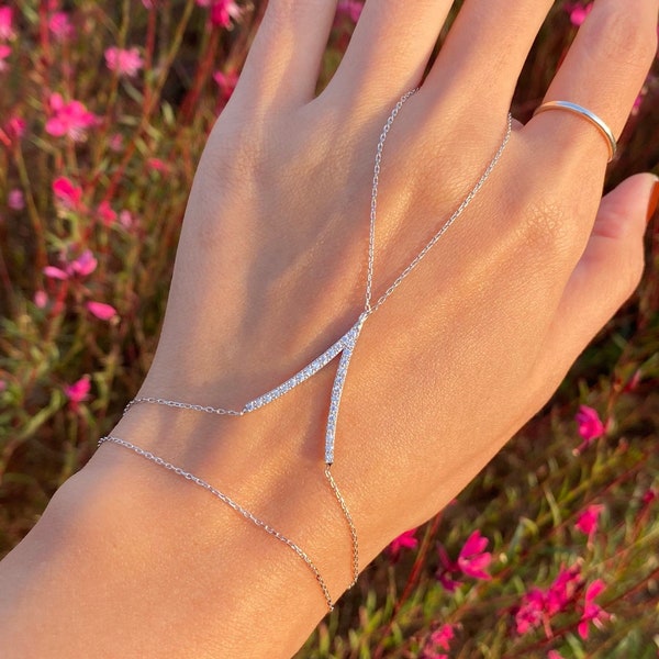 Silver Hand Chain - Etsy