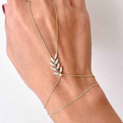 Gold Hand Chain Dainty Hand Jewelry Finger Ring Bracelet - Etsy