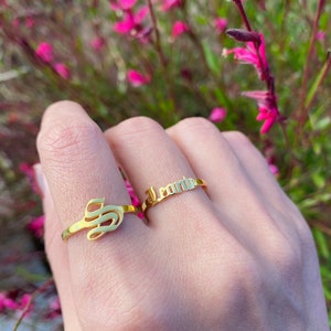 Custom Initial Ring Gothic Letter Ring Gold Personalized - Etsy