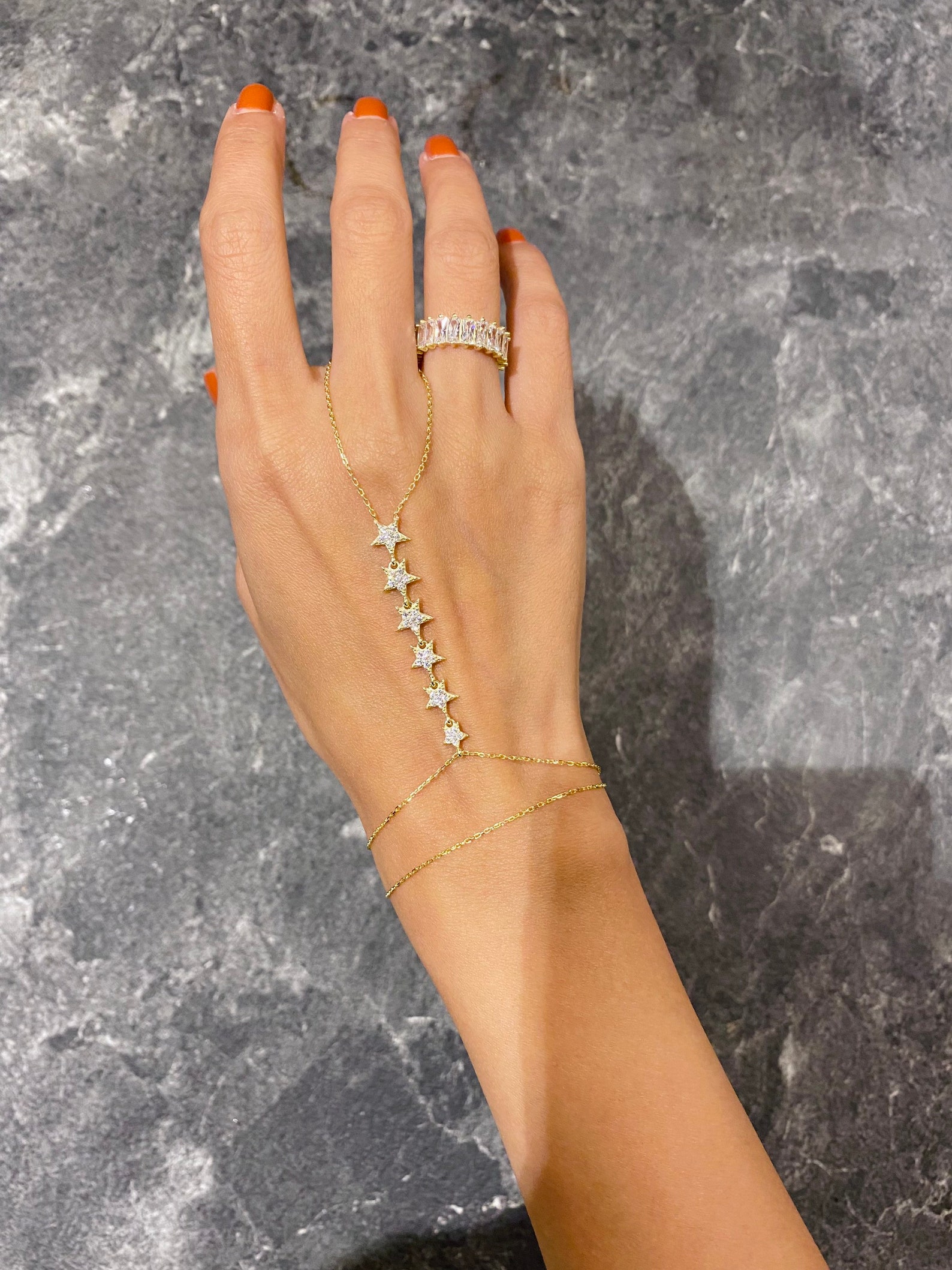 Star Hand Chain Bracelet Star Silver Wrap Bracelet - Etsy