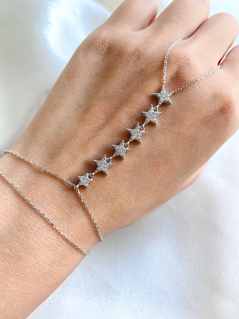 Star Hand Chain Bracelet Star Silver Wrap Bracelet - Etsy