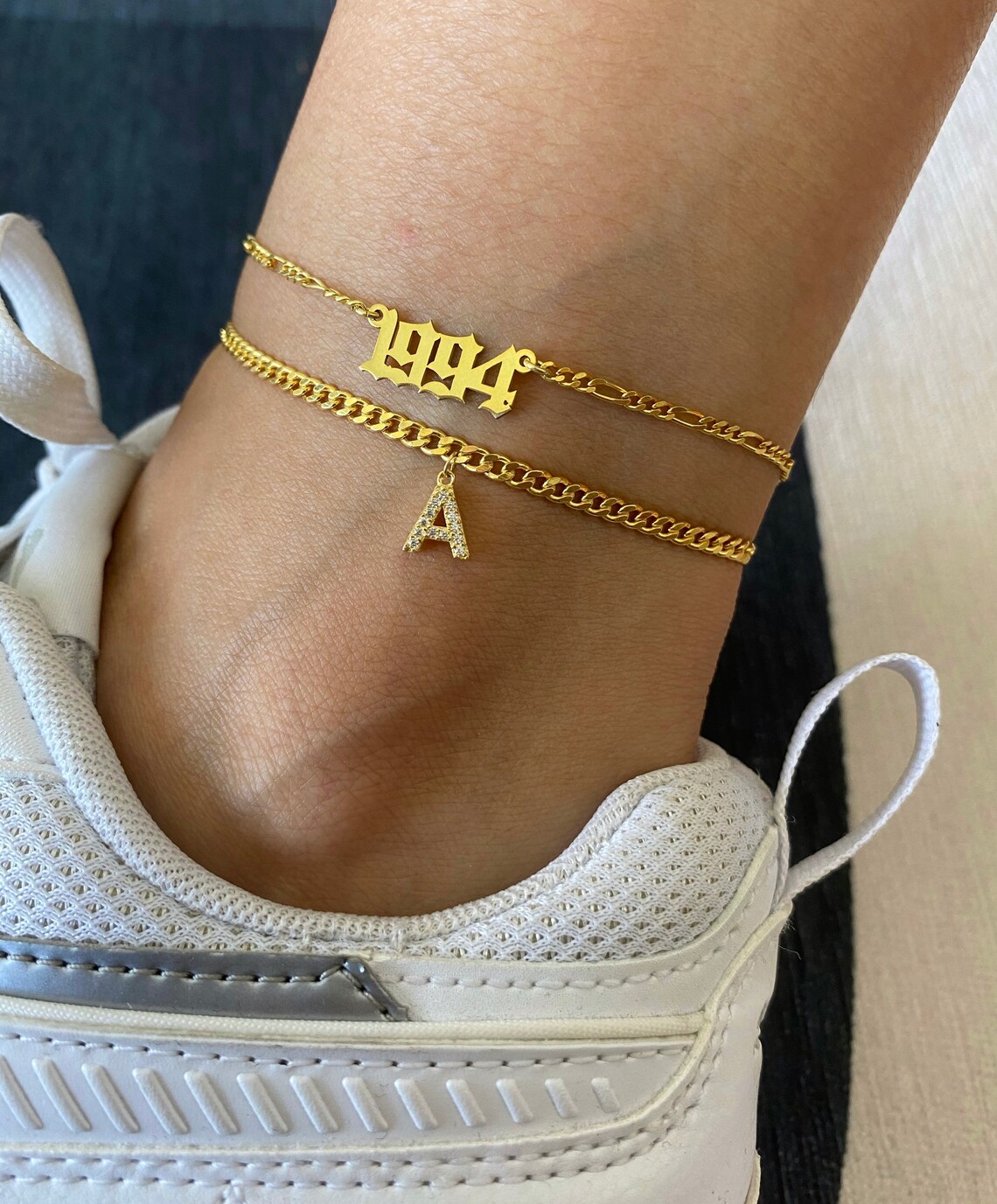 Personalized Initial Anklet Custom Ankle Bracelet Curb Chain - Etsy