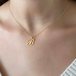 Dainty Initial Necklace, 14k Solid Gold Custom Letter Necklace ...