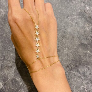 Star Hand Chain Bracelet, Star Silver Wrap Bracelet, Adjustable ...