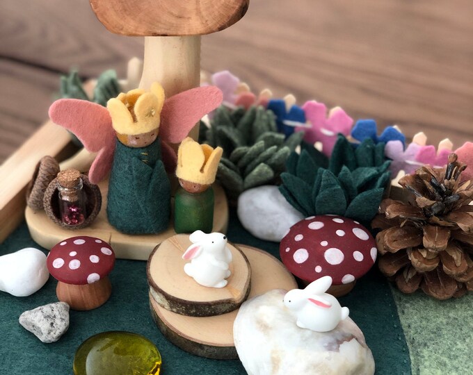 Spring Fairy Peg Doll Garden Play Set, Nature Inspired Playscape Fairy ...