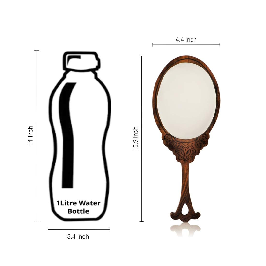 Handheld Mirror brown Wooden Engraved Oval Shaped Handmade - Etsy