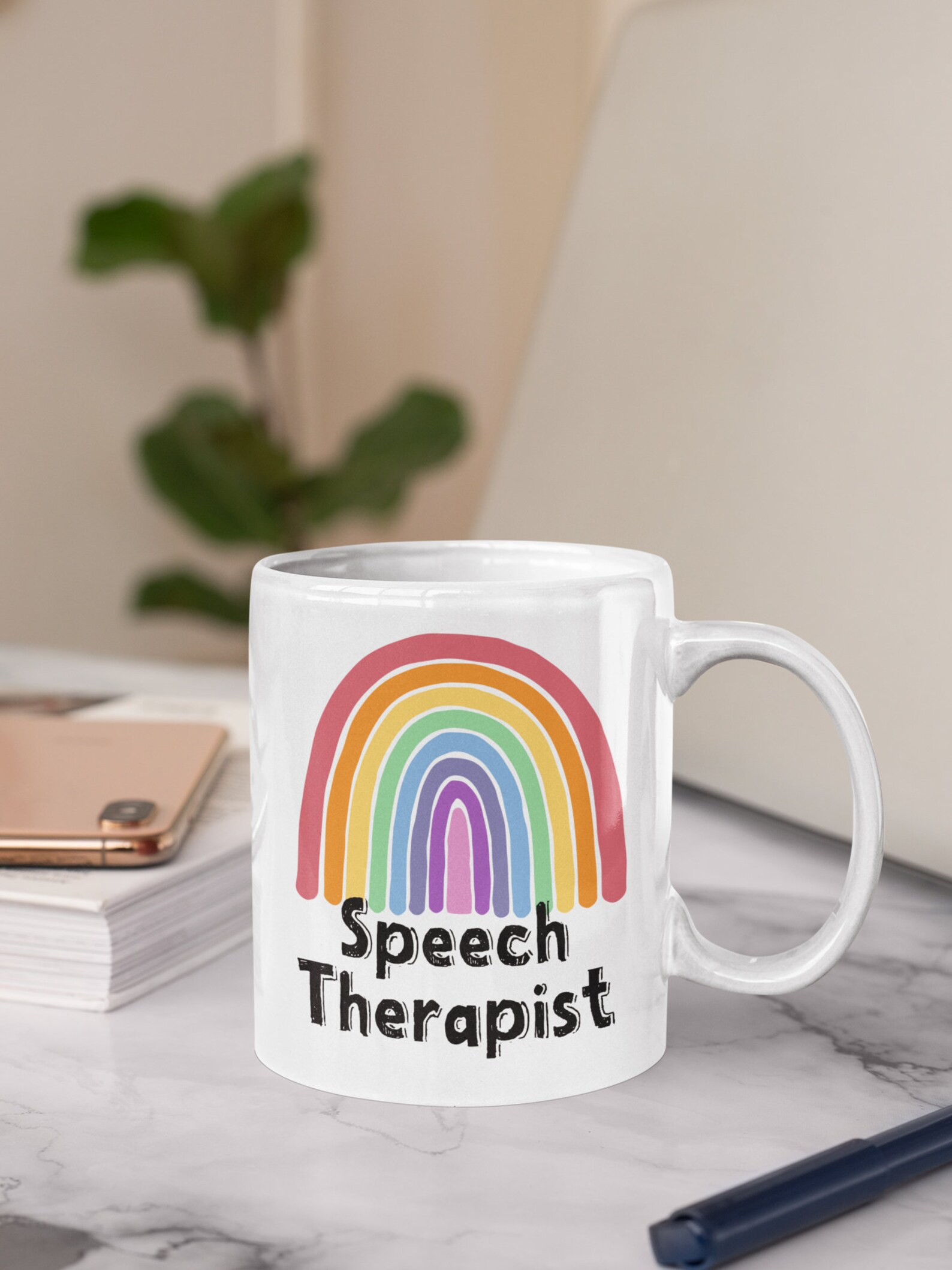 Speech Therapist Mugs Retro Vintage Rainbow ST Mug Thank You | Etsy